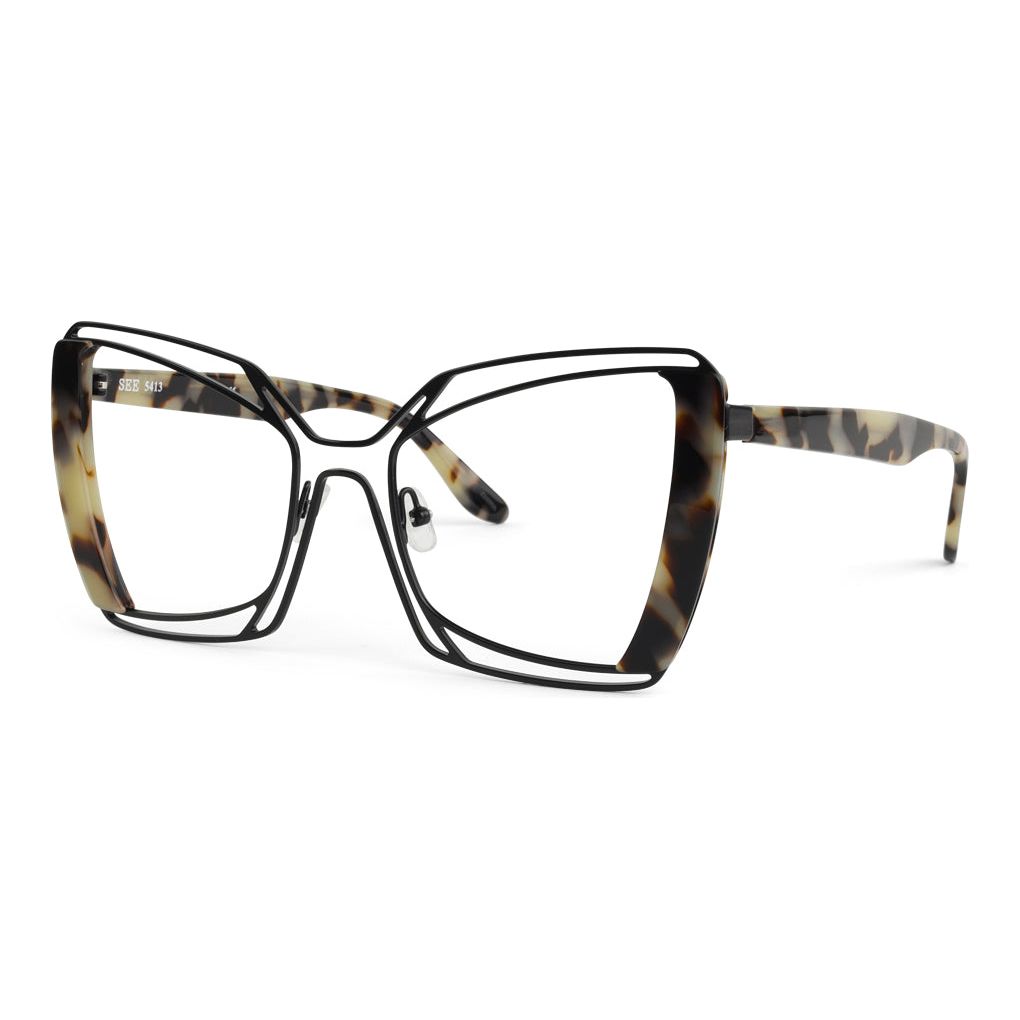 Stylish Butterfly-Shaped Glasses SEE 5413 Eyeglasses - Acetate & Metal ...