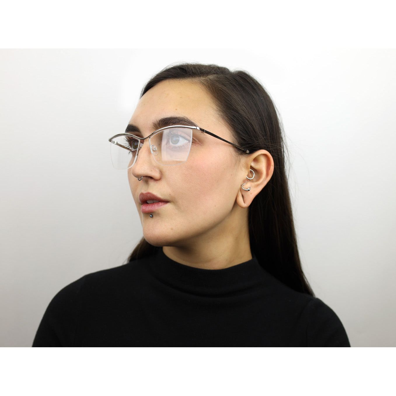 See 6247 Rimless Cat Eye Eyeglasses Metal Frame Stylish Vision Care